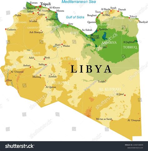 Libya Highly Detailed Physical Map Stock Vector Royalty Free 2192718059 Shutterstock