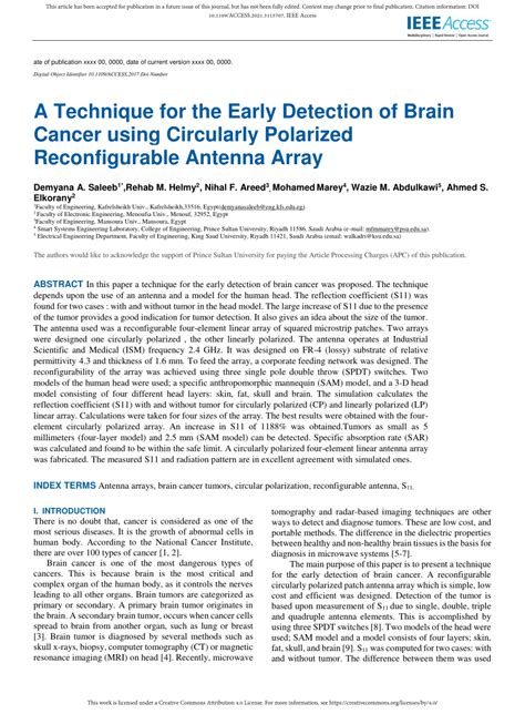 Pdf A Technique For The Early Detection Of Brain Cancer Using
