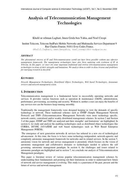 Analysis Of Telecommunication Management Technologies Pdf Common Object Request Broker