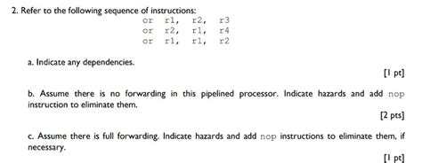 Solved 2 Refer To The Following Sequence Of Instructions