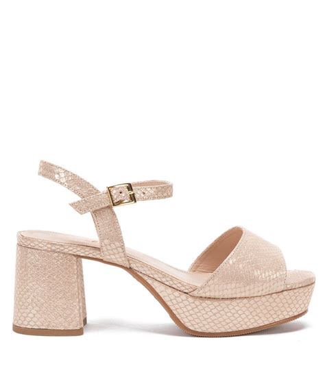 Sandalia Valentina Mujer Plataforma Cuero Nude Gacel Colores