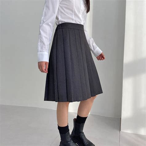 모직 미디 테니스 스커트 겨울 골프 주름 플리츠 치마 에이블리
