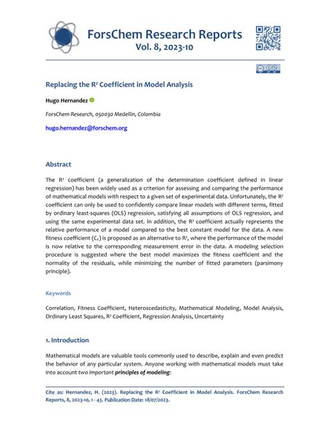 Pdf Replacing The R² Coefficient In Model Analysis