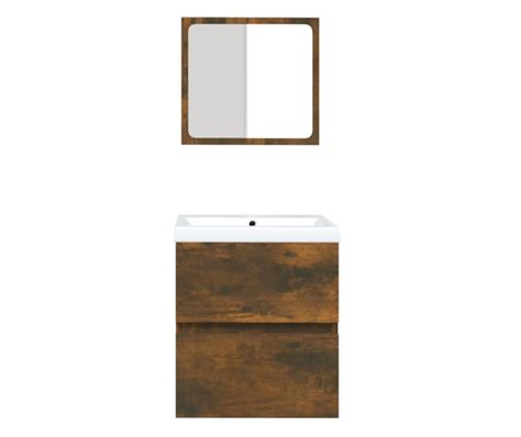 Шкаф за баня с мивка и огледало опушен дъб Vivre