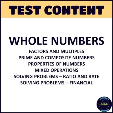 Whole Numbers Test Grade 8 Maths Term 1 Section Test 1 Caps Colleens Cosmic Collection