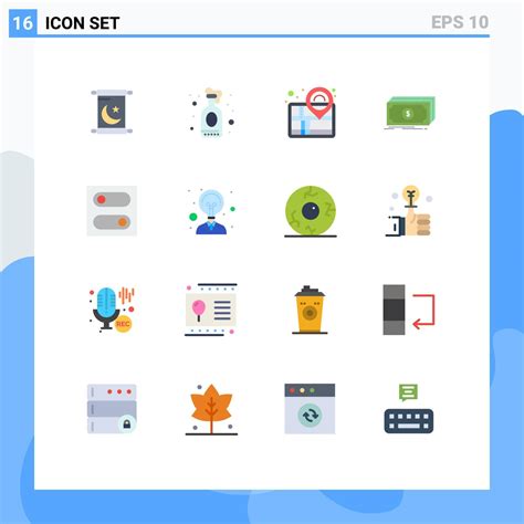 Set Of 16 Commercial Flat Colors Pack For Switch Money Navigation Funds Dollar Editable Pack Of