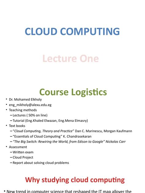 Cloud Computing Lecture One Download Free Pdf Cloud Computing