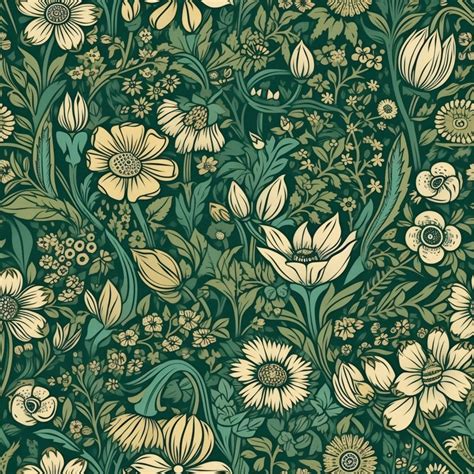 Green Floral Pattern 1 Etsy