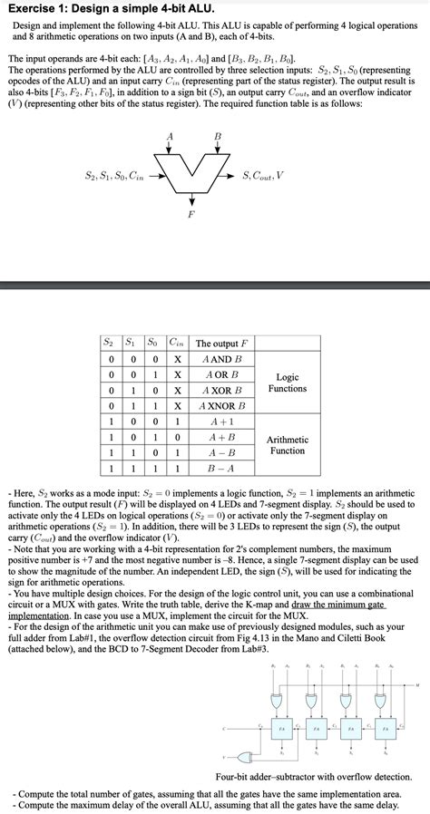 Exercise 1 Design A Simple 4 Bit Alu Design And