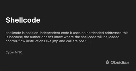 Shellcode Cyber Misc Obsidian Publish