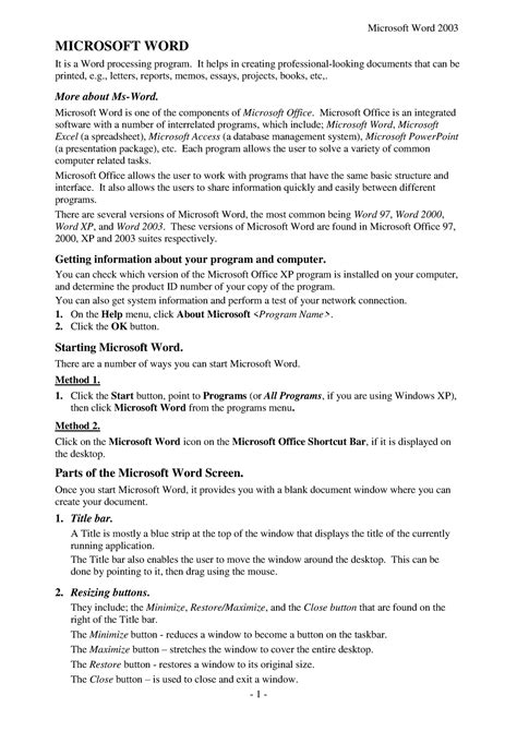 Ms Word Notes Computer Applications 1 Notes Microsoft Word It Is A Word Processing Program