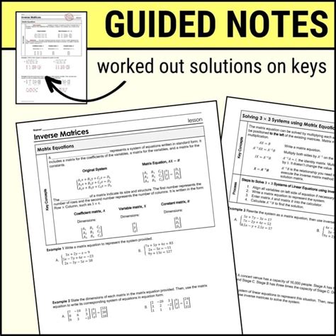 3x3 Systems Inverse Matrices Notes Practice Video By Math Beach