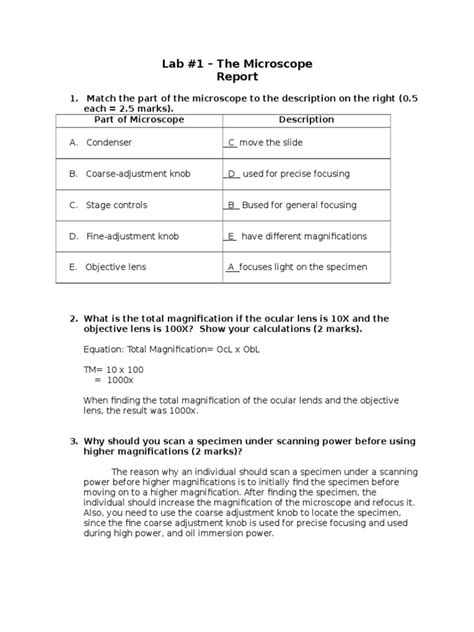 Microscope Lab Report Pdf Atomic Glass Engineering And Science