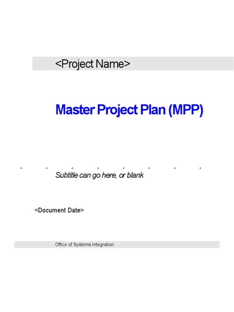 Master Project Plan Mpp Template 2513v7 Project Management Procurement