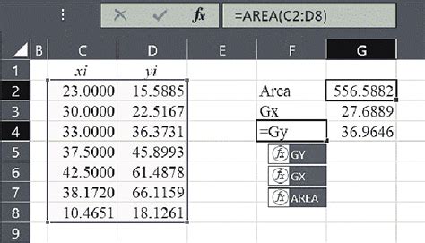 The Area And Centroid Results In Microsoft Excel Download Scientific