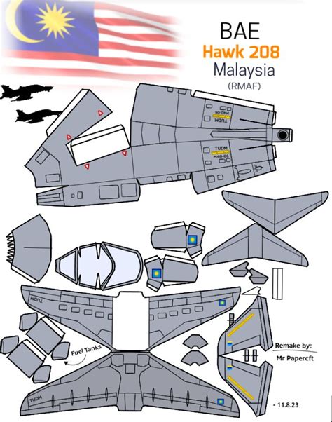 British Aerospace Bae Hawk 208 Malaysia Paper Aircraft Paper Models