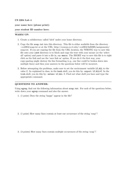 9 practice questions on unix laboratory 4 cs 2204 lab reports