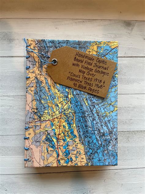 Vintage Geologic Map Handmade Field Journal Coptic Bound Notebook Etsy