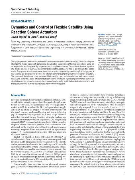 Pdf Dynamics And Control Of Flexible Satellite Using Reaction Sphere