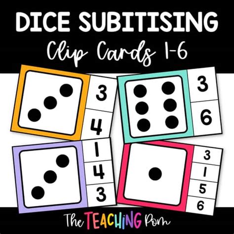 Dice Subitising Clip Cards Numbers 1 6 By The Teaching Pom Tpt