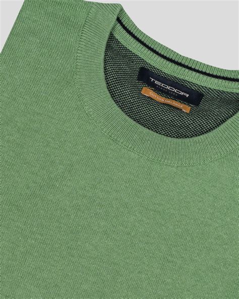 【СВЕТЛО ЗЕЛЕН МЕЛАНЖИРАН ПУЛОВЕР С БРОДЕРИЯ ЛОГО】Цена • • 230233055295 6 — Teodor