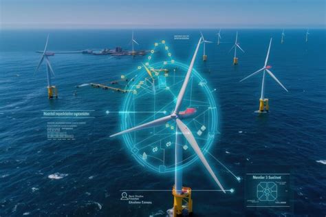 An Aerial View Of An Expansive Offshore Wind Farm With Multiple Turbines Spinning In The Breeze