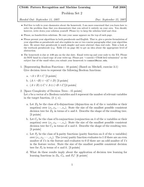 Pattern Recognition And Machine Learning Assignment 2 Cs 446 Docsity