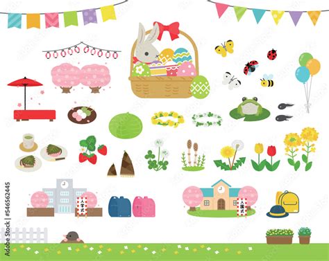 かわいい春のイラスト素材 Stock Vector Adobe Stock