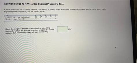 Solved Additional Algo 18 4 Weighted Shortest Processing