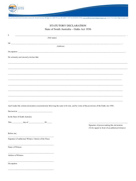 Fillable Online Statutory Declaration State Of South Australia Oaths Act Fax Email Print