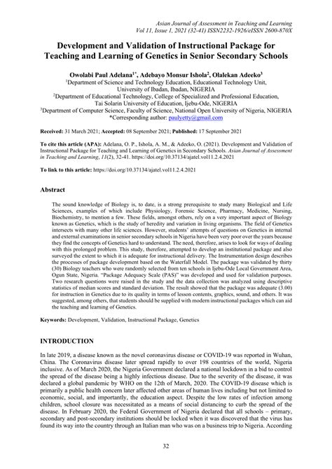 Pdf Development And Validation Of Instructional Package For Teaching