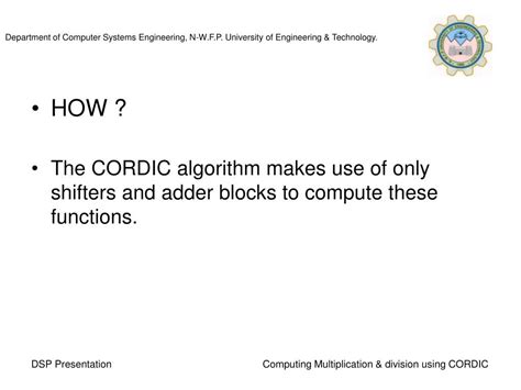 Ppt Project Presentation Computing Multiplication And Division Using Cordic In Visual Dsp