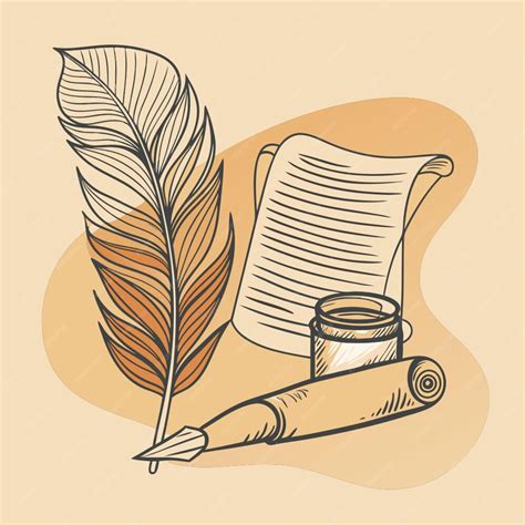 A Scroll And Quill In An Inkwell A Symbol Of Poetry In The Form Of An
