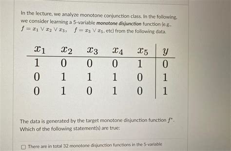 Solved In The Lecture We Analyze Monotone Conjunction