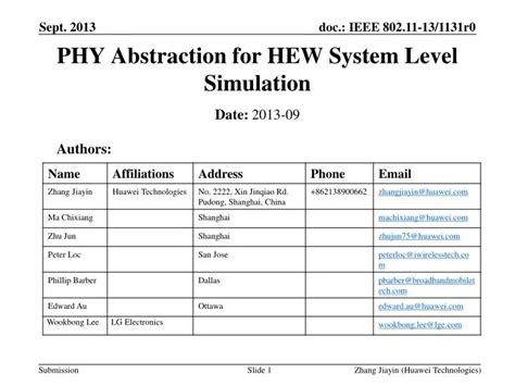 PPT PHY Abstraction For HEW System Level Simulation PowerPoint Presentation ID