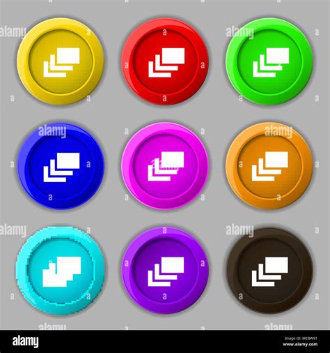 Layers Icon Sign Symbol On Nine Round Colourful Buttons Vector Illustration Stock Vector Image