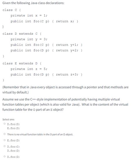 Solved Given The Following Java Class Declarations Class C
