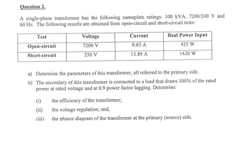 Solved Question A Single Phase Transformer Has The Chegg