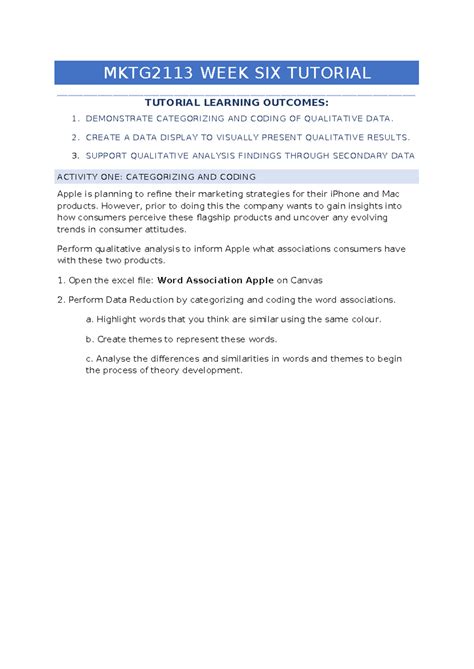 Mktg2113 Week Six Tutorial 1 Mktg2113 Week Six Tutorial Tutorial