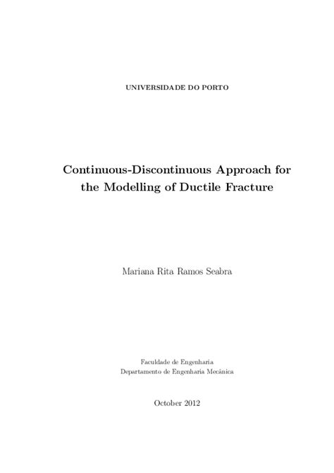 Pdf Continuous Discontinuous Approach For The Modelling Of Ductile