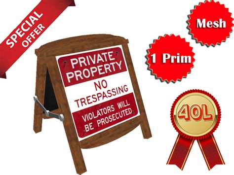 Second Life Marketplace Private Property Sign