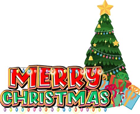 Merry Christmas Logo Banner With Christmas Tree 3862964 Vector Art At