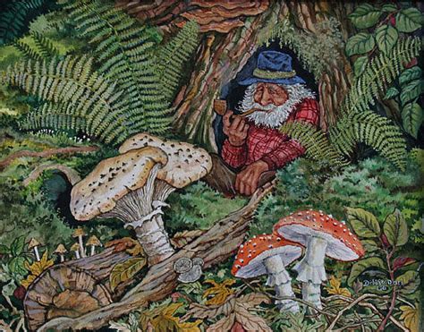 Forest Gnome With Pipe Painting By Debbie Dan