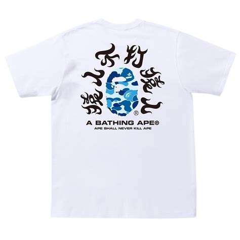 A Bathing Ape Men Abc Camo Kanji Tee White Blue