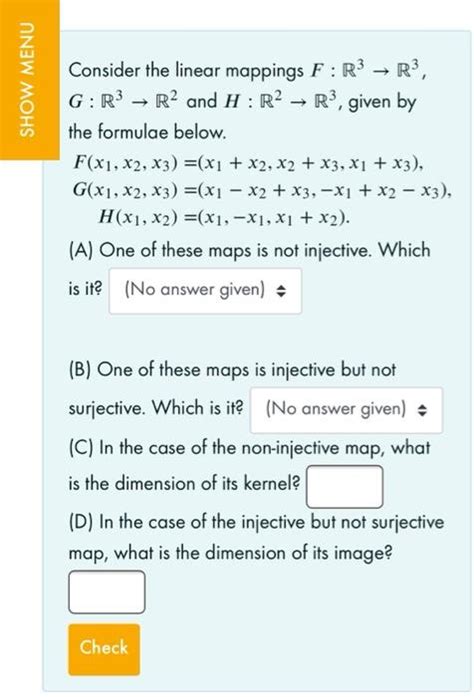 solved show menu consider the linear mappings f r3 r3 g