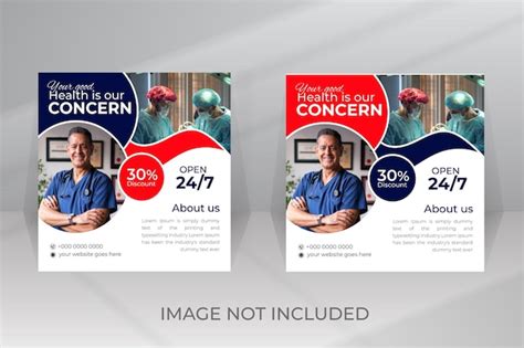 비즈니스 페이지 그룹 및 모든 소셜 미디어 플랫폼을 위한 의료 의료 소셜 미디어 게시물 프리미엄 벡터