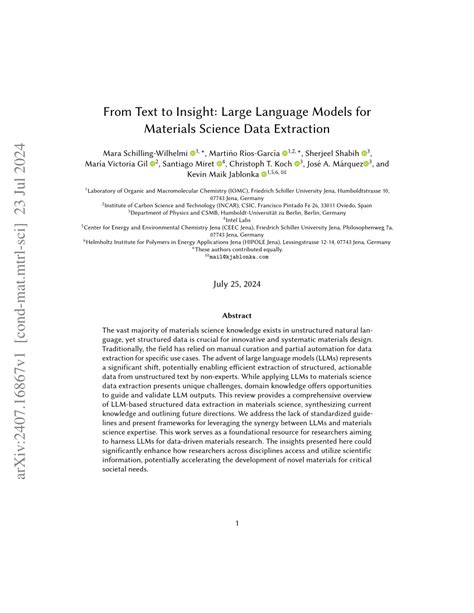 Pdf From Text To Insight Large Language Models For Materials Science Data Extraction