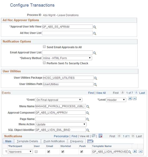 Configuring Approval Transactions