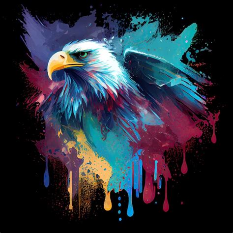 Premium Photo American Eagle On Colorful Splash