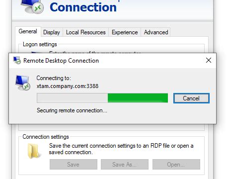 FAQ RDP Proxy Client Connection Progress Xton Technologies